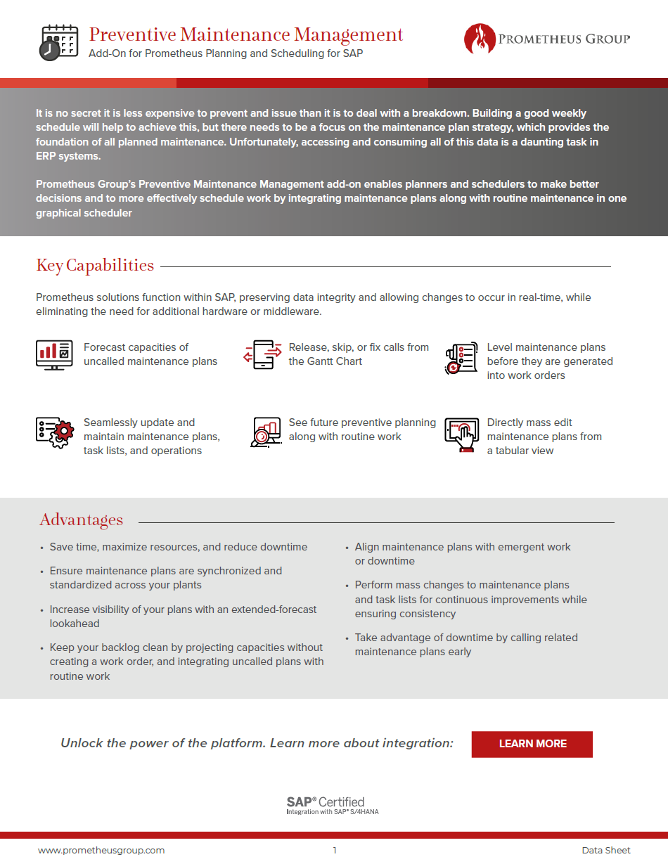 Preventive Maintenance Management | Prometheus Group
