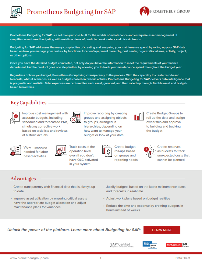 Prometheus Budgeting for SAP | Prometheus Group
