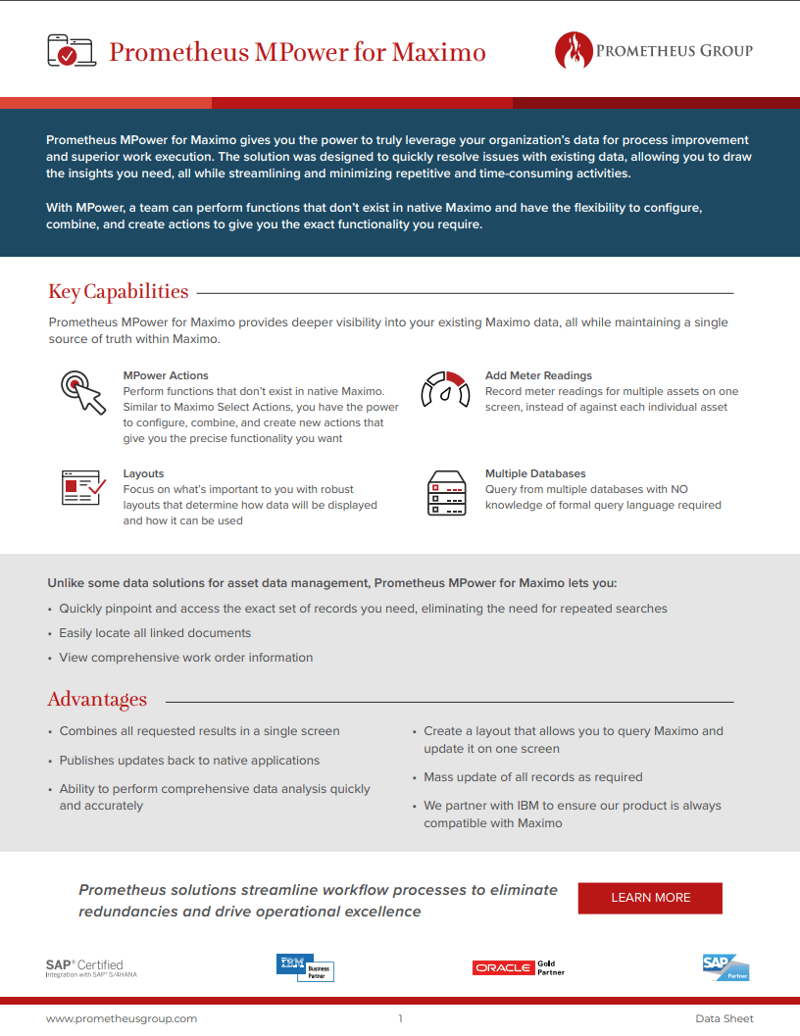 Prometheus MPower for Maximo | Prometheus Group