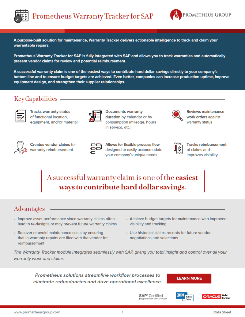 Prometheus Warranty Tracker for SAP | Prometheus Group