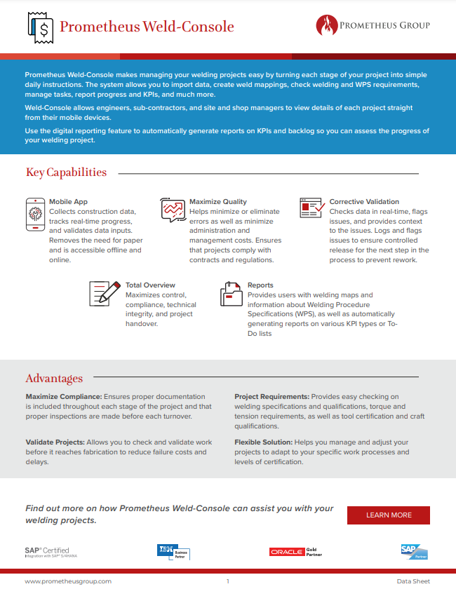 Prometheus Weld-Console | Prometheus Group