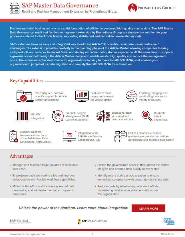 SAP MDG Retail and Fashion Management Extension | Prometheus Group